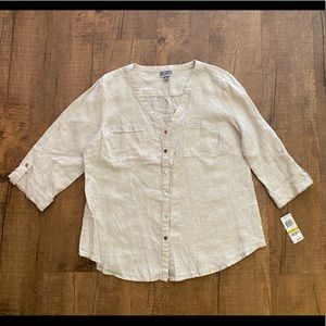 jm collection Tops | Petite Linen Button Front Shirt | Poshmark